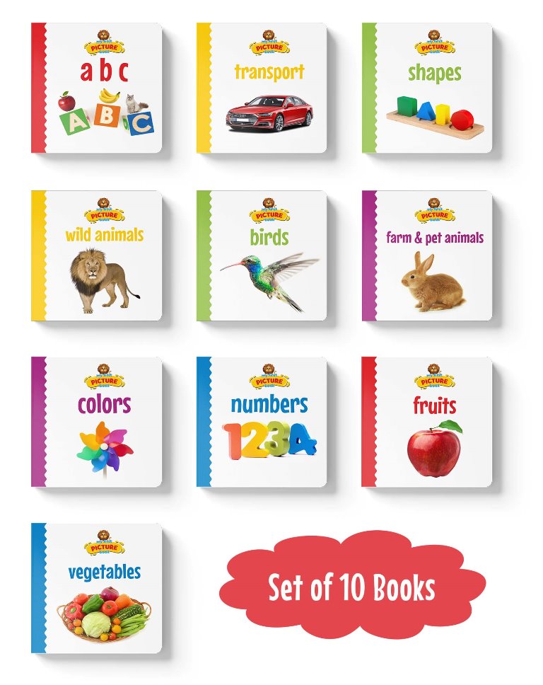 My First Picture Book – Set of 10 Board Books for Kids – Alphabets ...