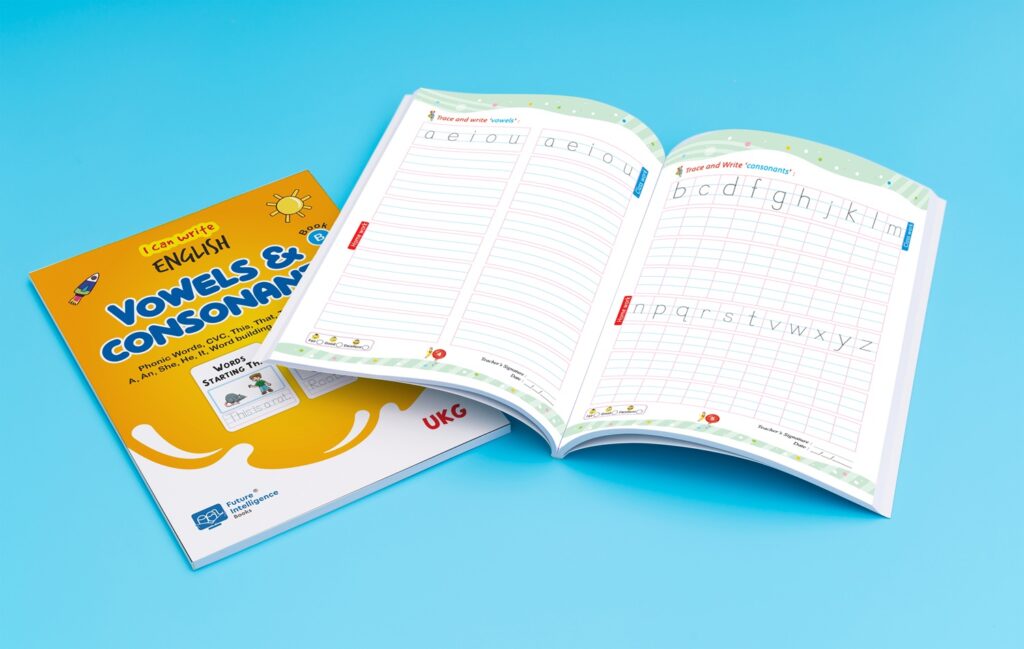 UKG Vowels, Consonants, CVC, Words, Sentence Copy Writing Book – Future ...